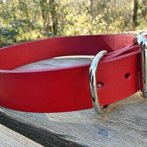 Classic Red Leather Dog Collar - Plain Red Collar - Red Dog Collar ...