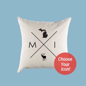 Michigan MI Home State Canvas Pillow or Pillow Cover - Etsy