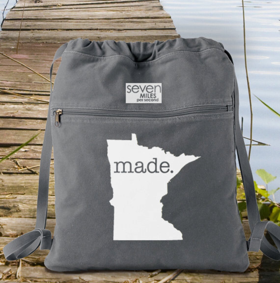 Minnesota MN Made. Canvas Backpack Cinch Sack - Etsy