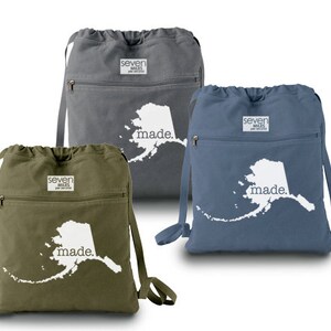 Alaska AK Made Canvas Backpack Cinch Sack - Etsy