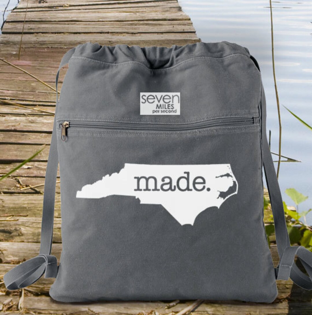 North Carolina NC Home State Made. Canvas Backpack Cinch Sack - Etsy