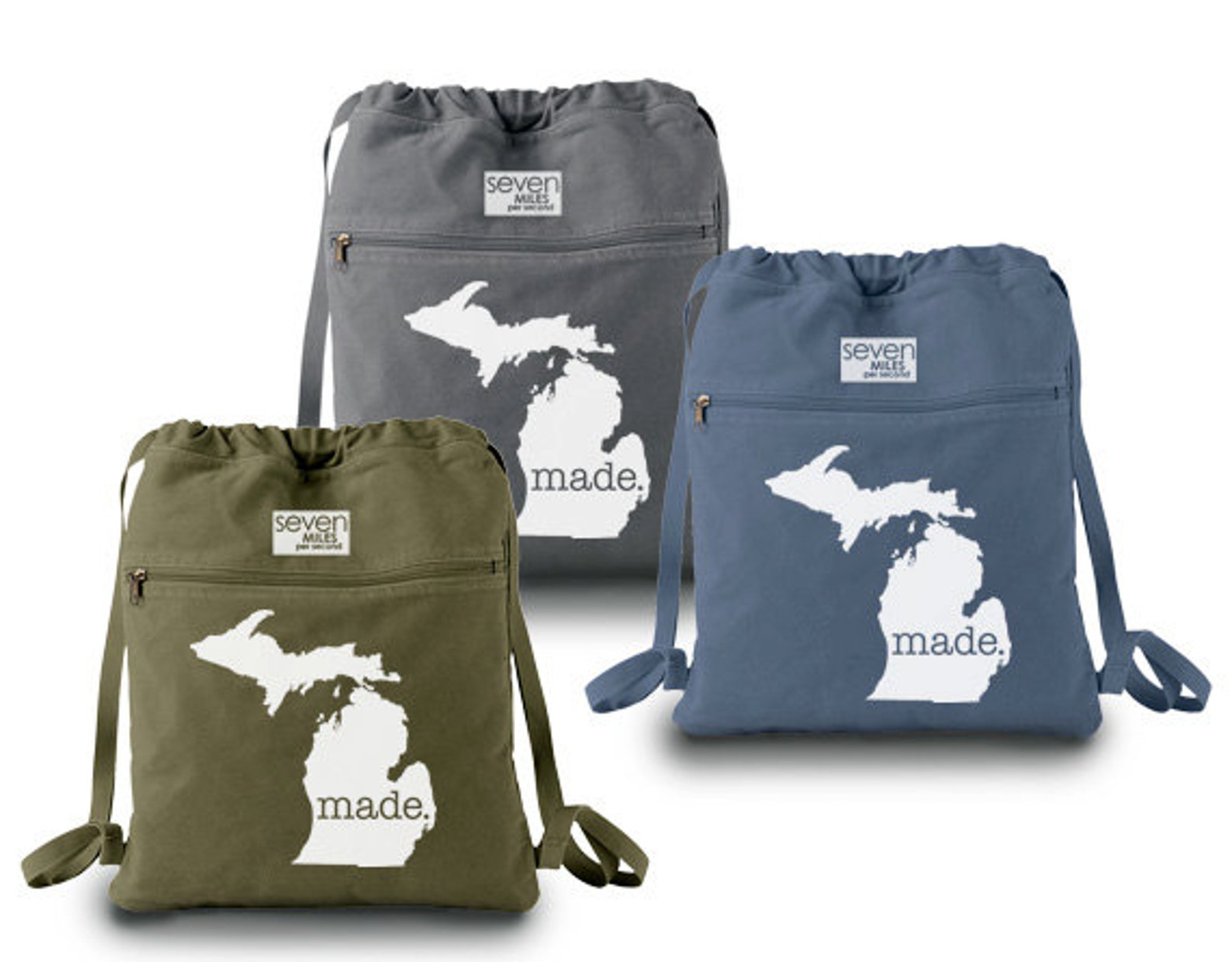 Michigan Made. Canvas Backpack Cinch Sack - Etsy
