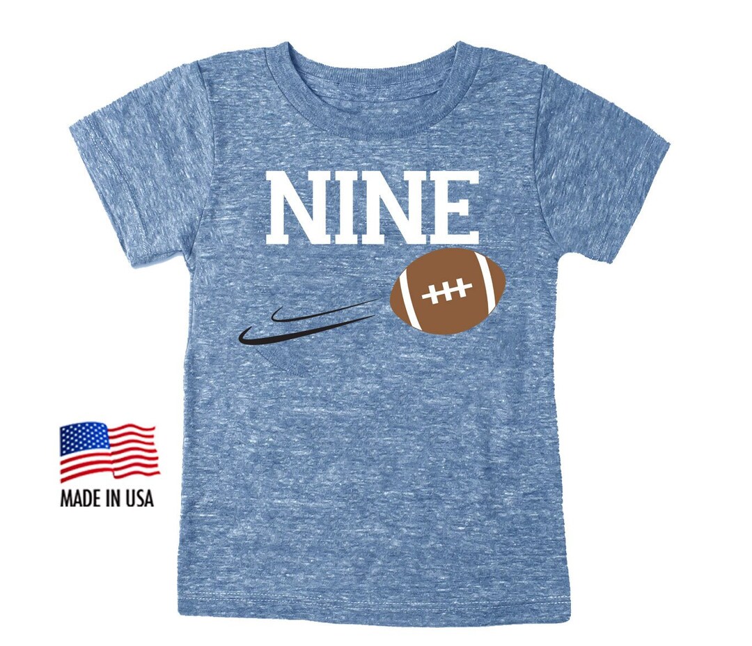 Ninth 9th Birthday 'nine' Football Tri Blend Youth 9 Ninth Birthday T ...