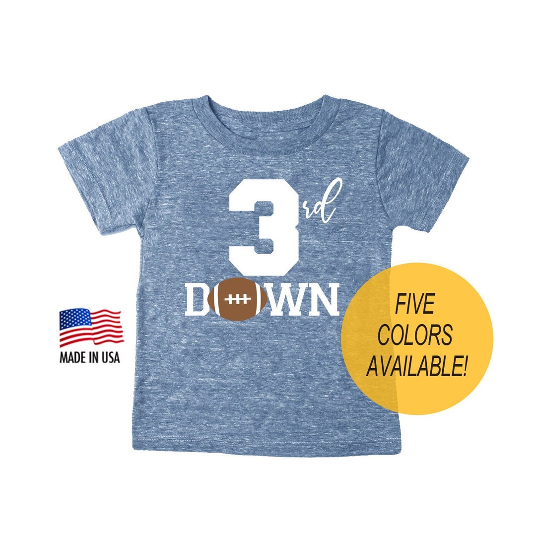 Third 3rd Birthday '3rd Down' Football Tri Blend Toddler 3 Third ...