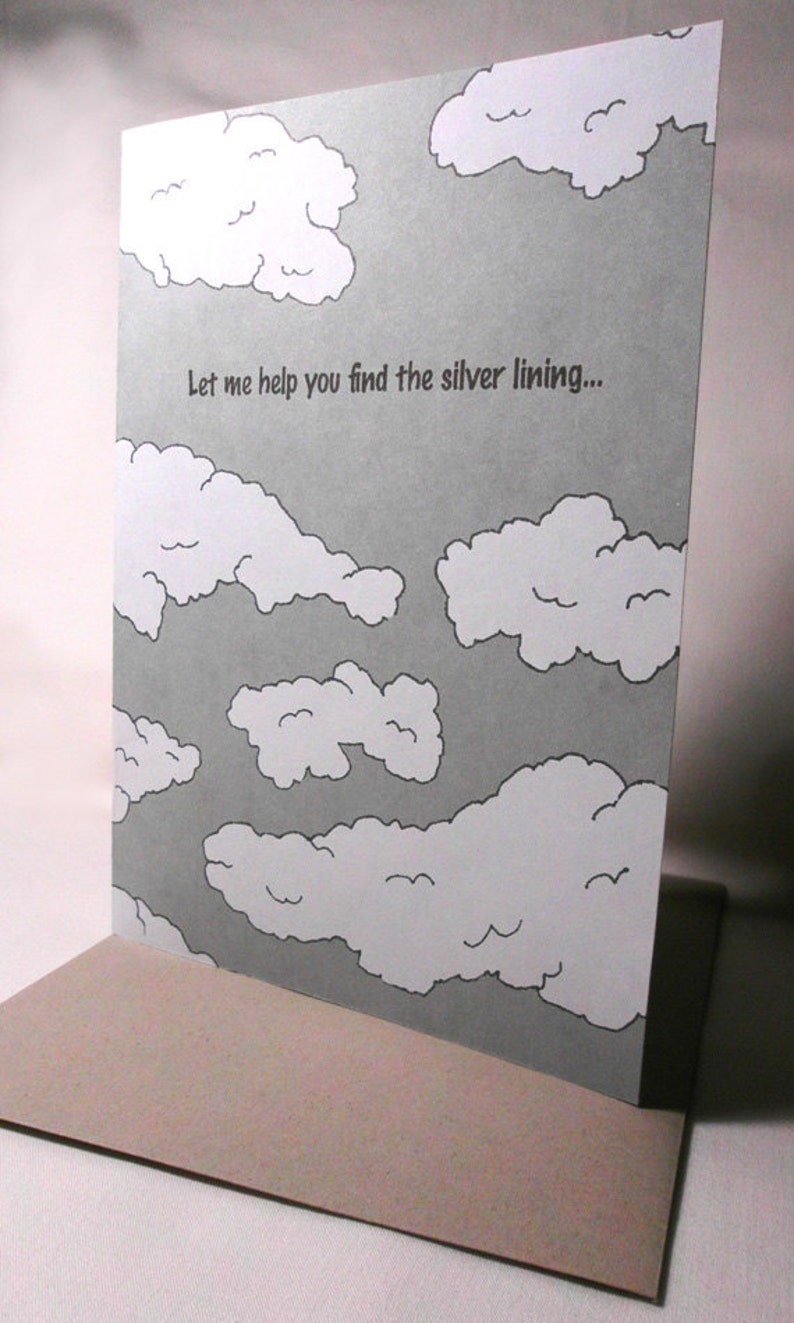 Sympathy Card Funny Thinking of You Silver Lining - Etsy