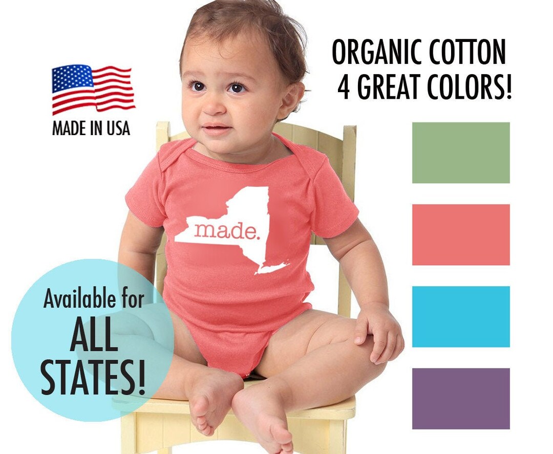 All States Home State 'made' Organic Cotton Baby One - Etsy