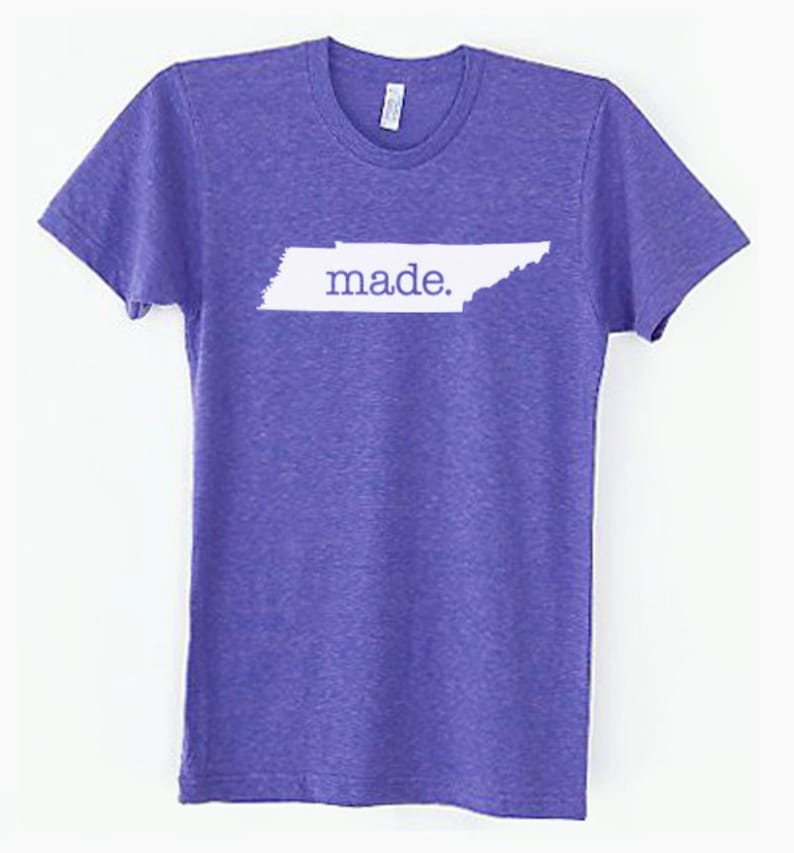 Tennessee TN 'made.' Tri Blend Track T-shirt - Unisex Tee Shirts Size S ...