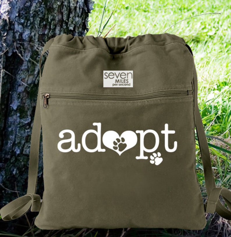Adopt Dog / Cat / Pet Canvas Backpack Cinch Sack - Etsy