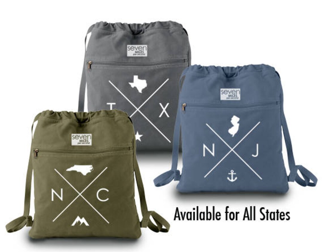 All States and Washington DC Canvas Backpack Cinch Sack Choose ANY ...