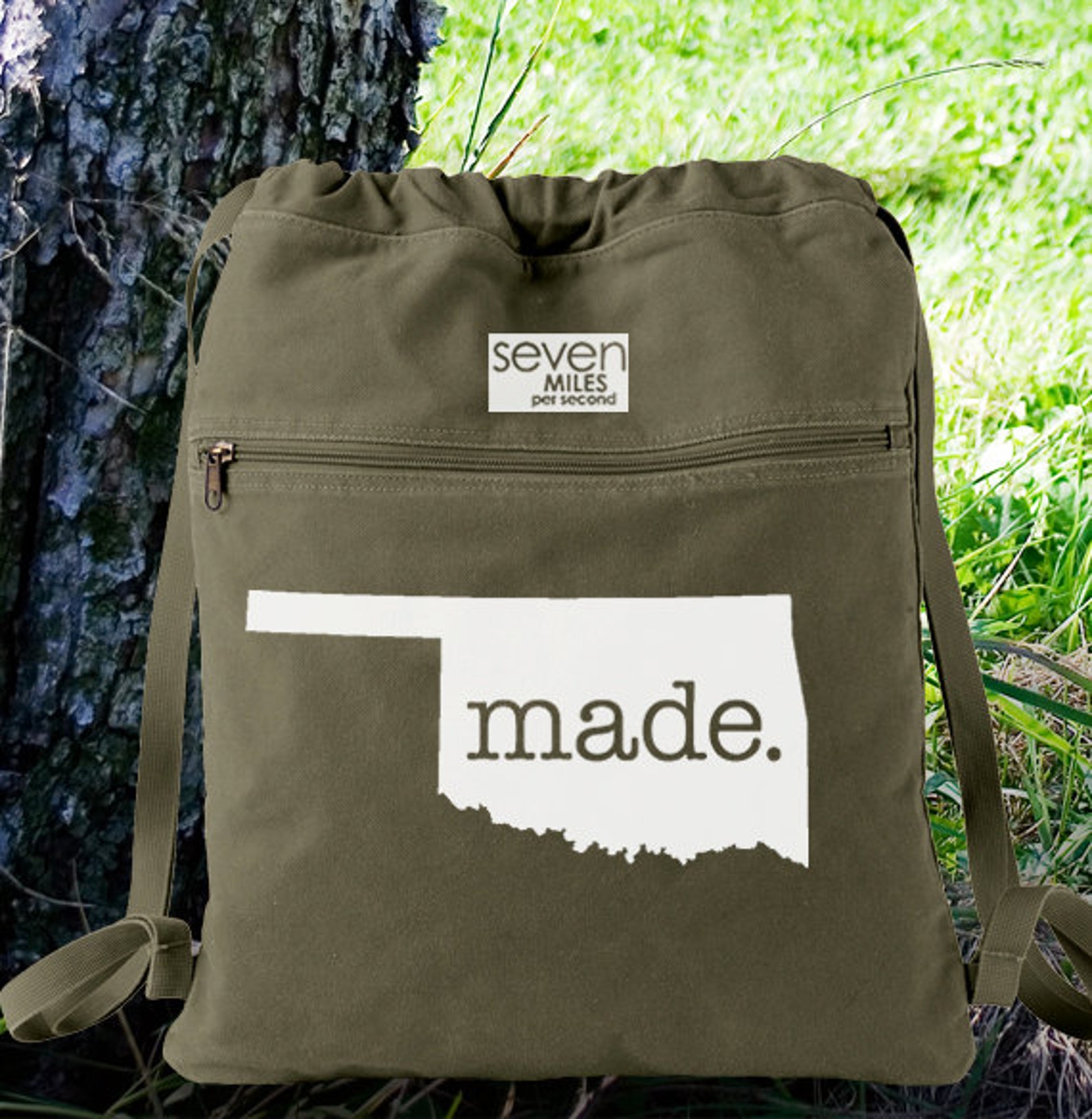 Oklahoma OK Made. Canvas Backpack Cinch Sack - Etsy