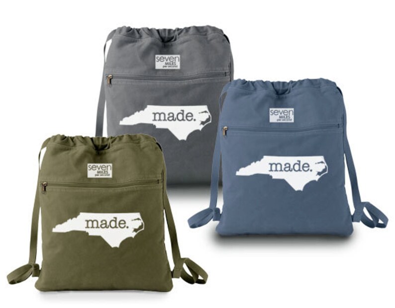 North Carolina NC Home State Made. Canvas Backpack Cinch Sack - Etsy