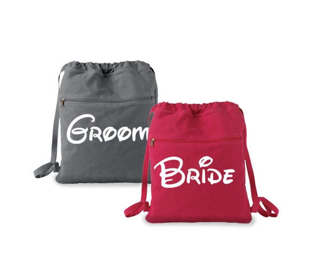 Bride or Groom Disney Font Canvas Backpack Cinch Sack - Etsy