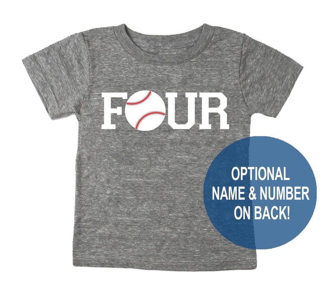 Fourth 4th Birthday 'four' Baseball Tri Blend Toddler Fourth Birthday T ...