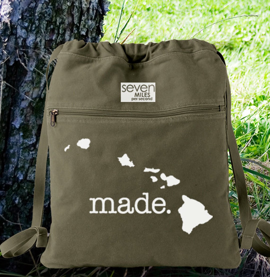 Hawaii HI Made Canvas Backpack Cinch Sack - Etsy