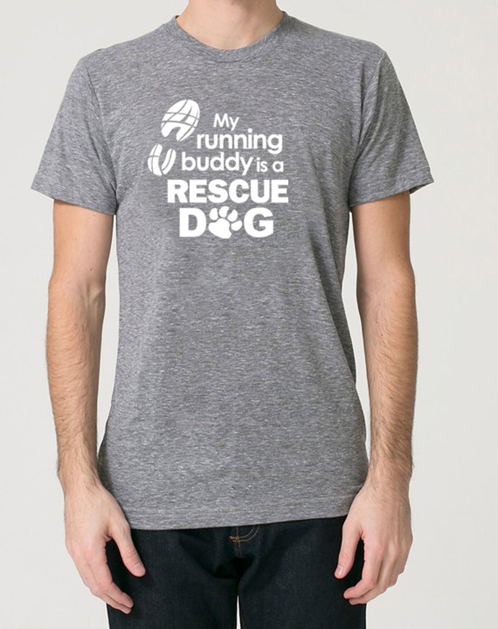 My Running Buddy is a Rescue Dog American Apparel Tri Blend Track T ...