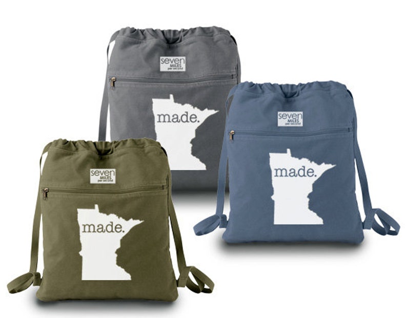 Minnesota MN Made. Canvas Backpack Cinch Sack - Etsy