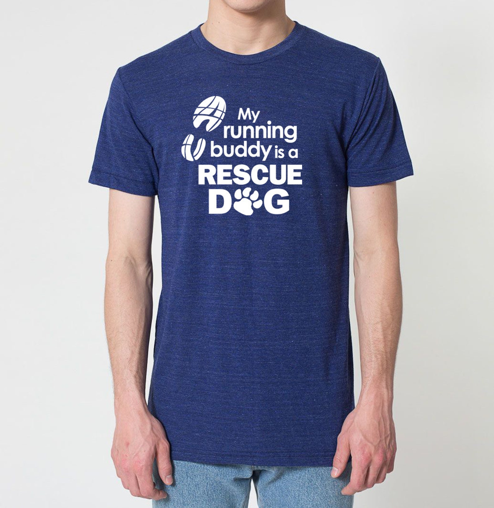 My Running Buddy is a Rescue Dog American Apparel Tri Blend Track T ...