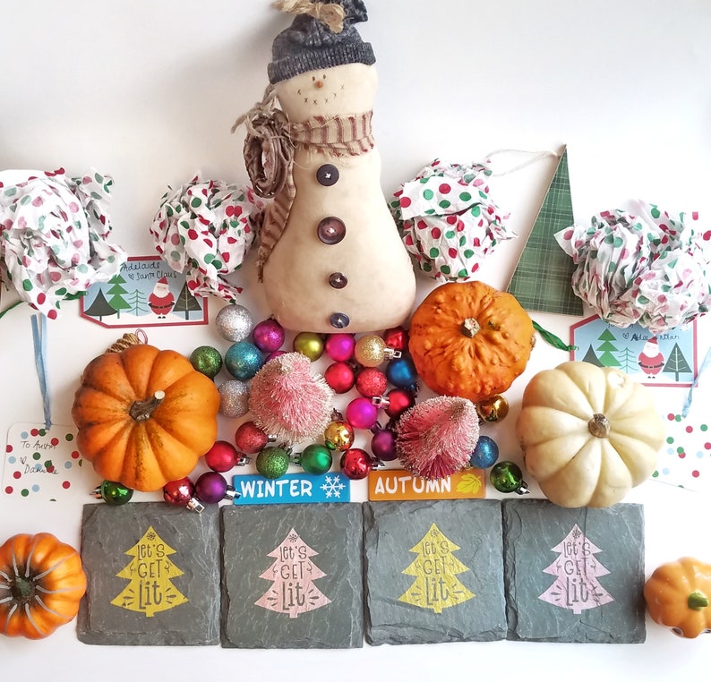 1 Let's Get Lit Slate Coaster Christmas Holiday Party | Etsy