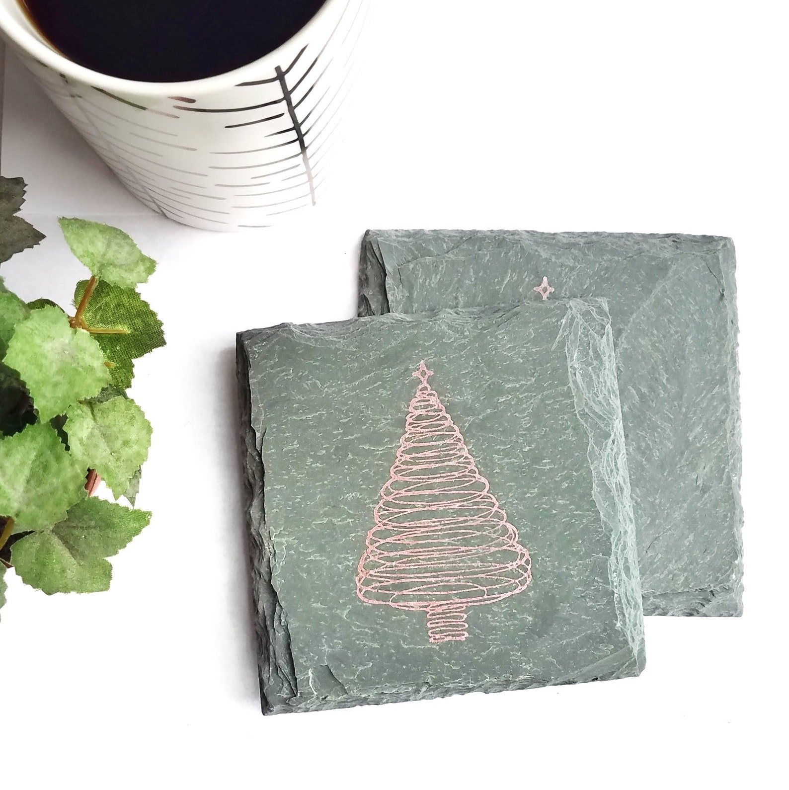 1 Christmas Tree Slate Coaster Christmas Winter Holidays - Etsy