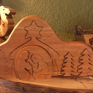 Nativity With Pine Trees - Etsy