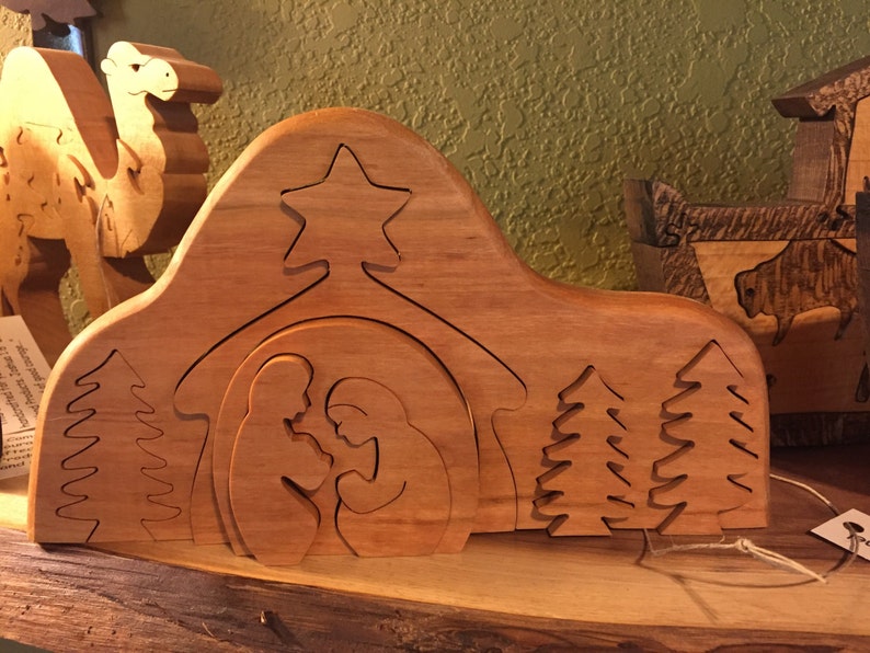 Nativity With Pine Trees | Etsy