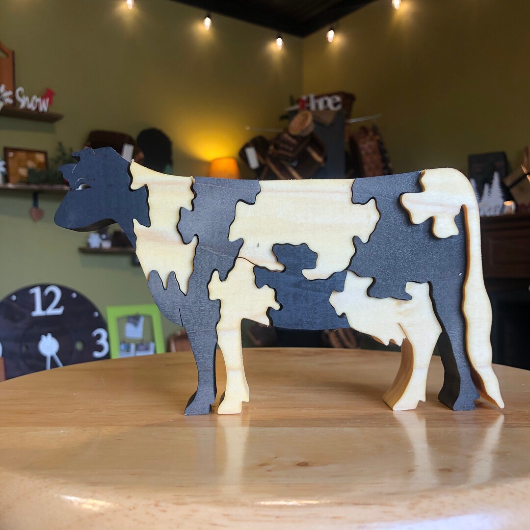 Wooden Cow Puzzle - Etsy