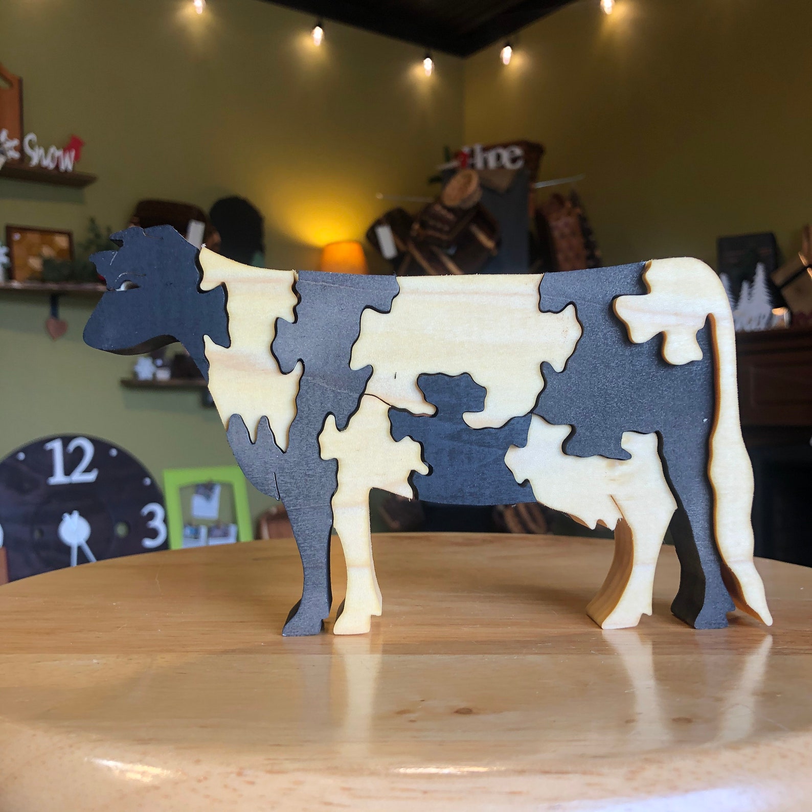 Wooden cow puzzle | Etsy