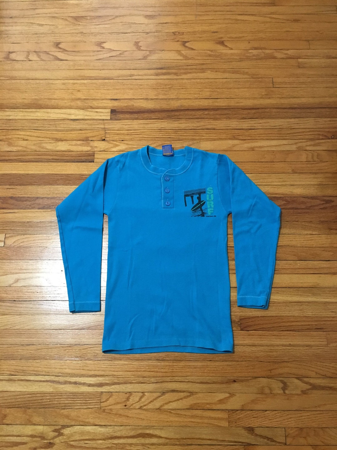 Vintage 80's Ocean Pacific Surf Henley Style Slim Fit Long Sleeve Shirt ...