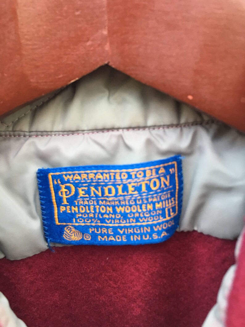 Vintage 1960's Pendleton Maroon One Pocket 100% Wool Long Sleeve Button ...