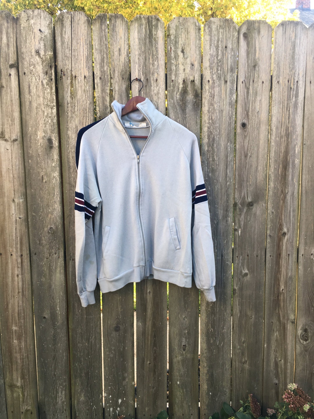 Vintage 80's Bravado by Jason Empire Long Sleeve Gray and Blue Zip up ...