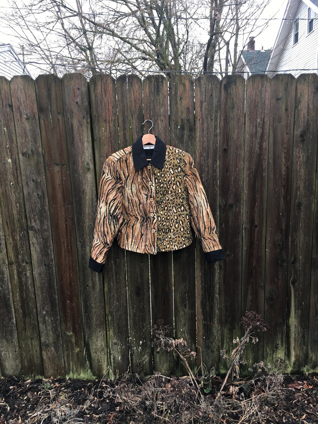 Vintage 80's Anage Multiple Animal Prints Button up Long Sleeve Blazer ...