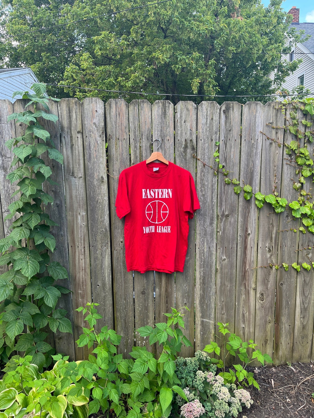 Vintage 80's Eastern Youth League Basketball Number 24 Red Cotton/poly ...