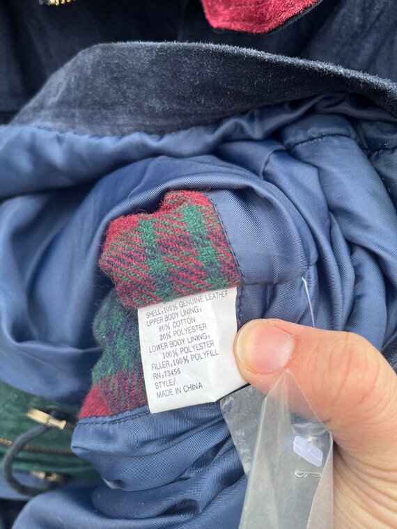 Vintage 90's Comint Dark Blue Suede Leather Long Slee… - Gem