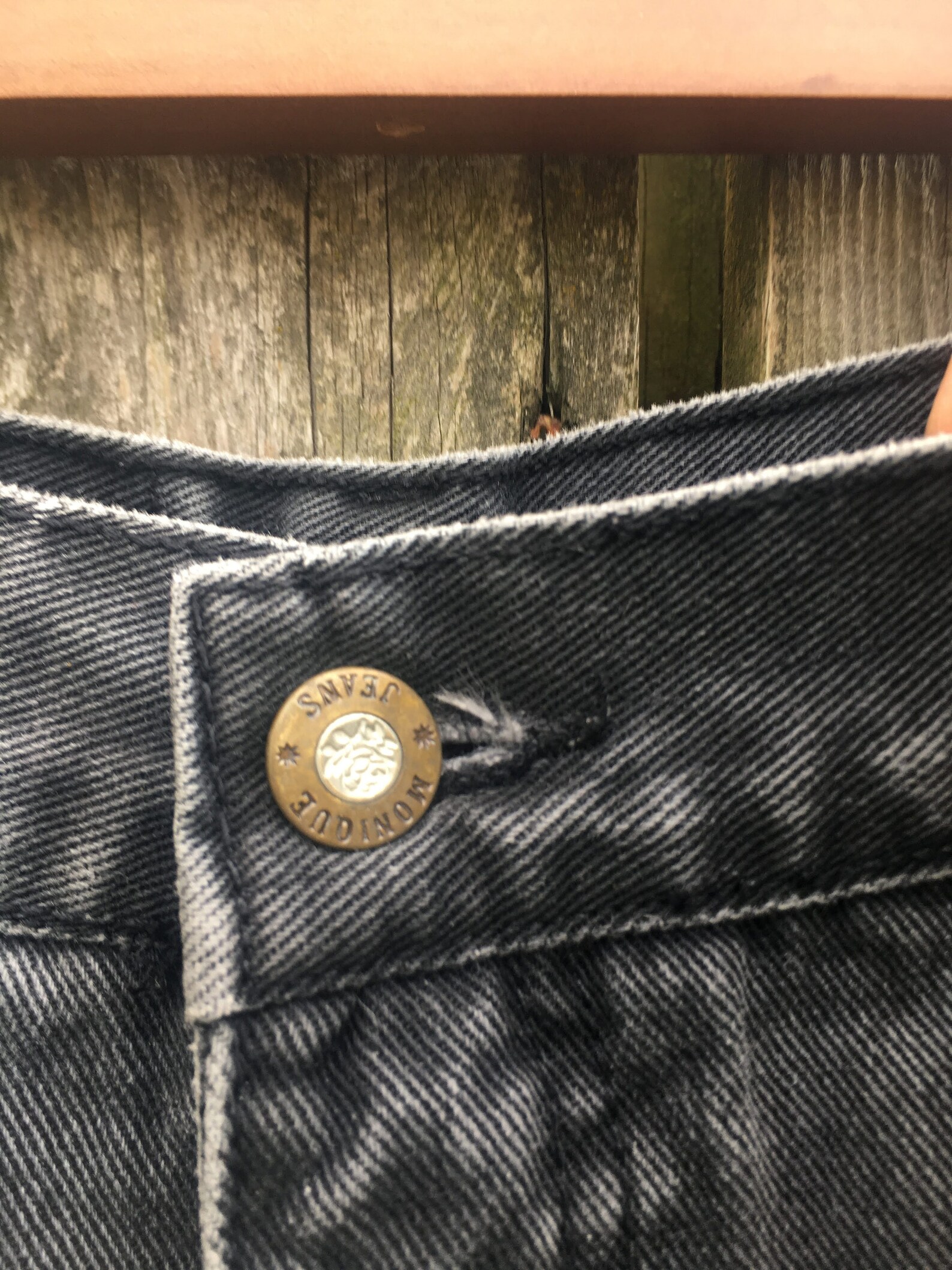 Vintage 80's Monique Jeans Gold Studded Front Pockets Black High Waist ...