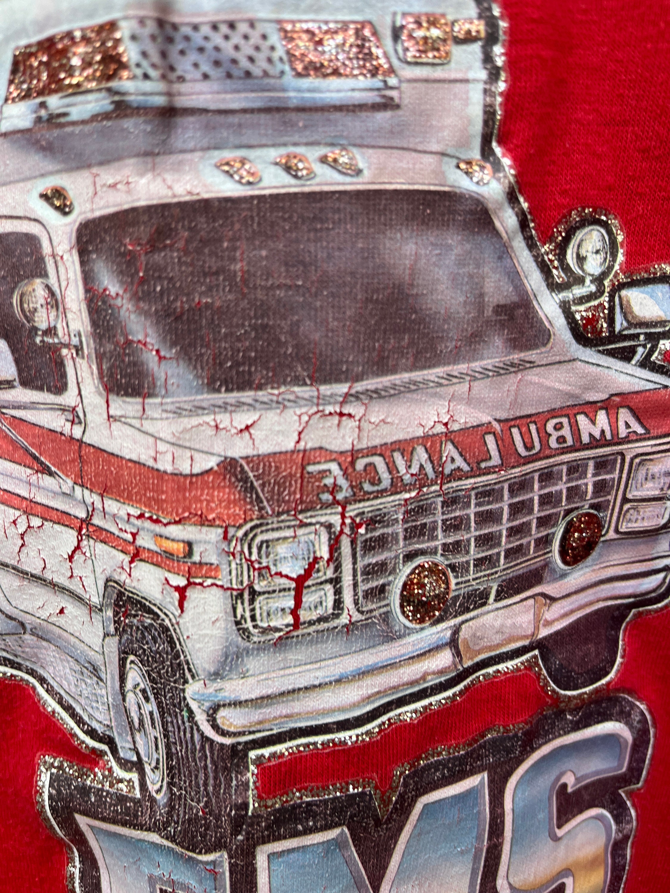 Vintage 80's EMS Emergency Medical Services Iron on Transfer Red Short ...