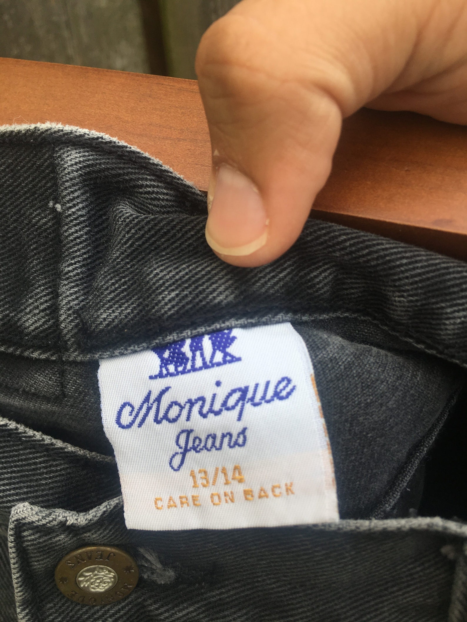 Vintage 80's Monique Jeans Gold Studded Front Pockets Black High Waist ...