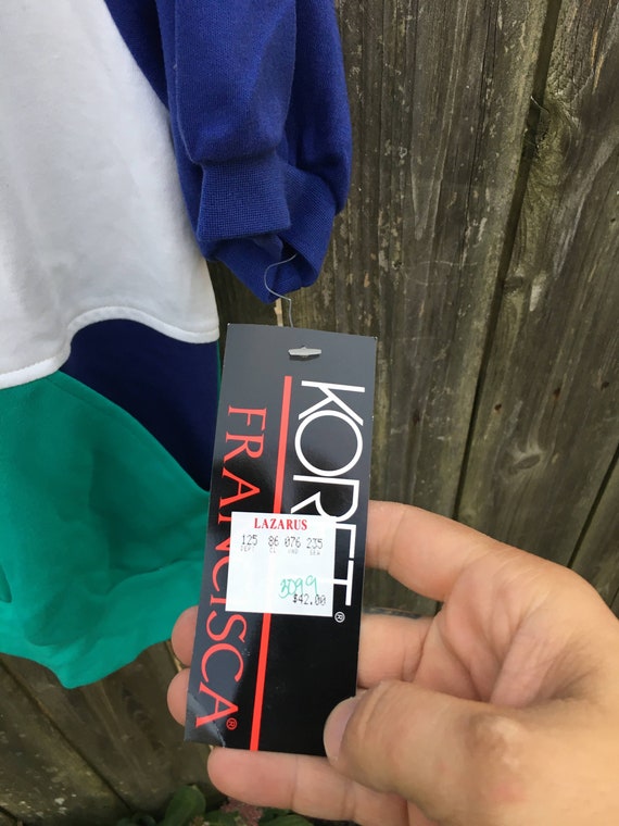 Vintage 80's Koret Francisca White Green and Blue 1/4… - Gem