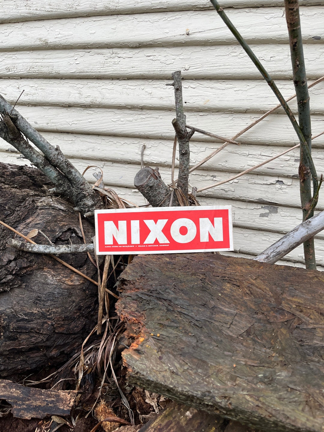 Vintage 60's Richard Nixon Red and White Bumper Sticker Decal - Etsy