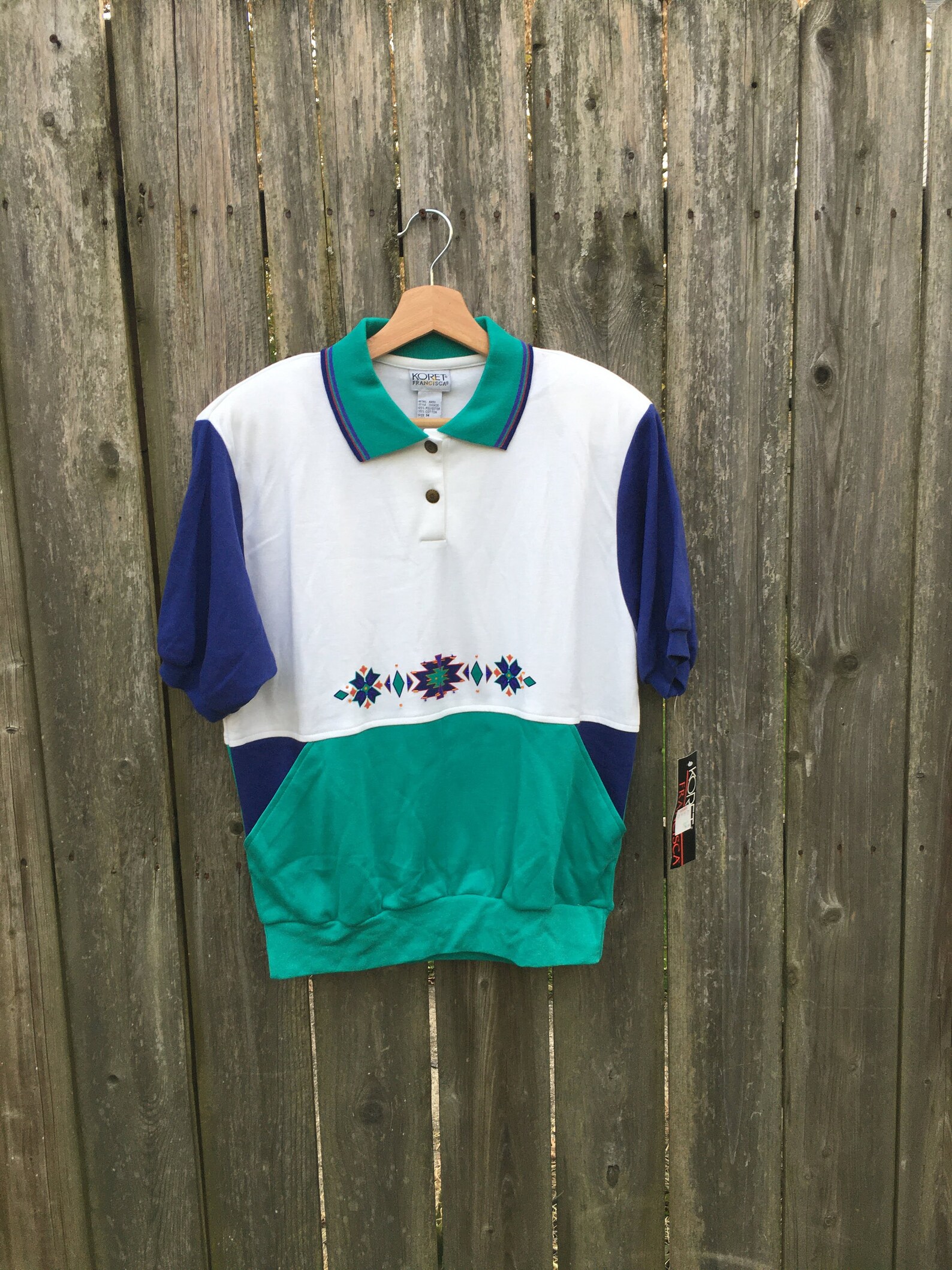 Vintage 80's Koret Francisca White Green and Blue 1/4 - Etsy