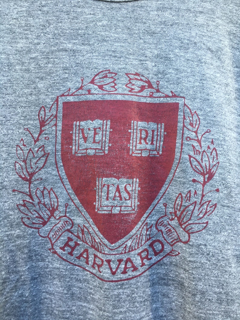Vintage 1980's Harvard University Crest Print Short Sleeve Tri-blend ...
