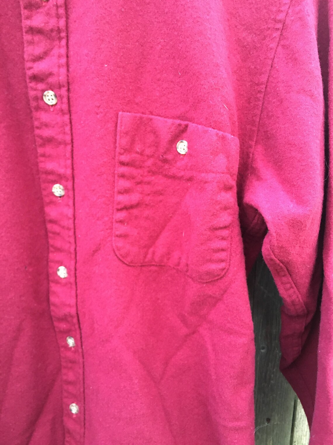 Vintage 1960's Pendleton Maroon One Pocket 100% Wool Long Sleeve Button ...