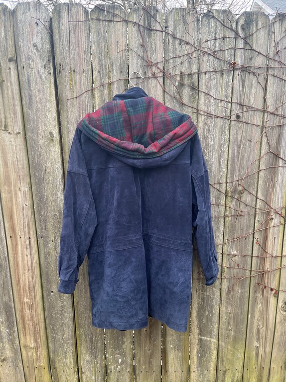 Vintage 90's Comint Dark Blue Suede Leather Long Slee… - Gem