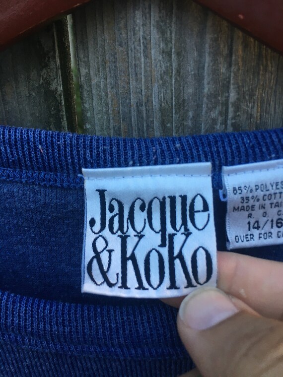 Vintage 90's Jacque & Koko Dark Blue Textured Short S… - Gem