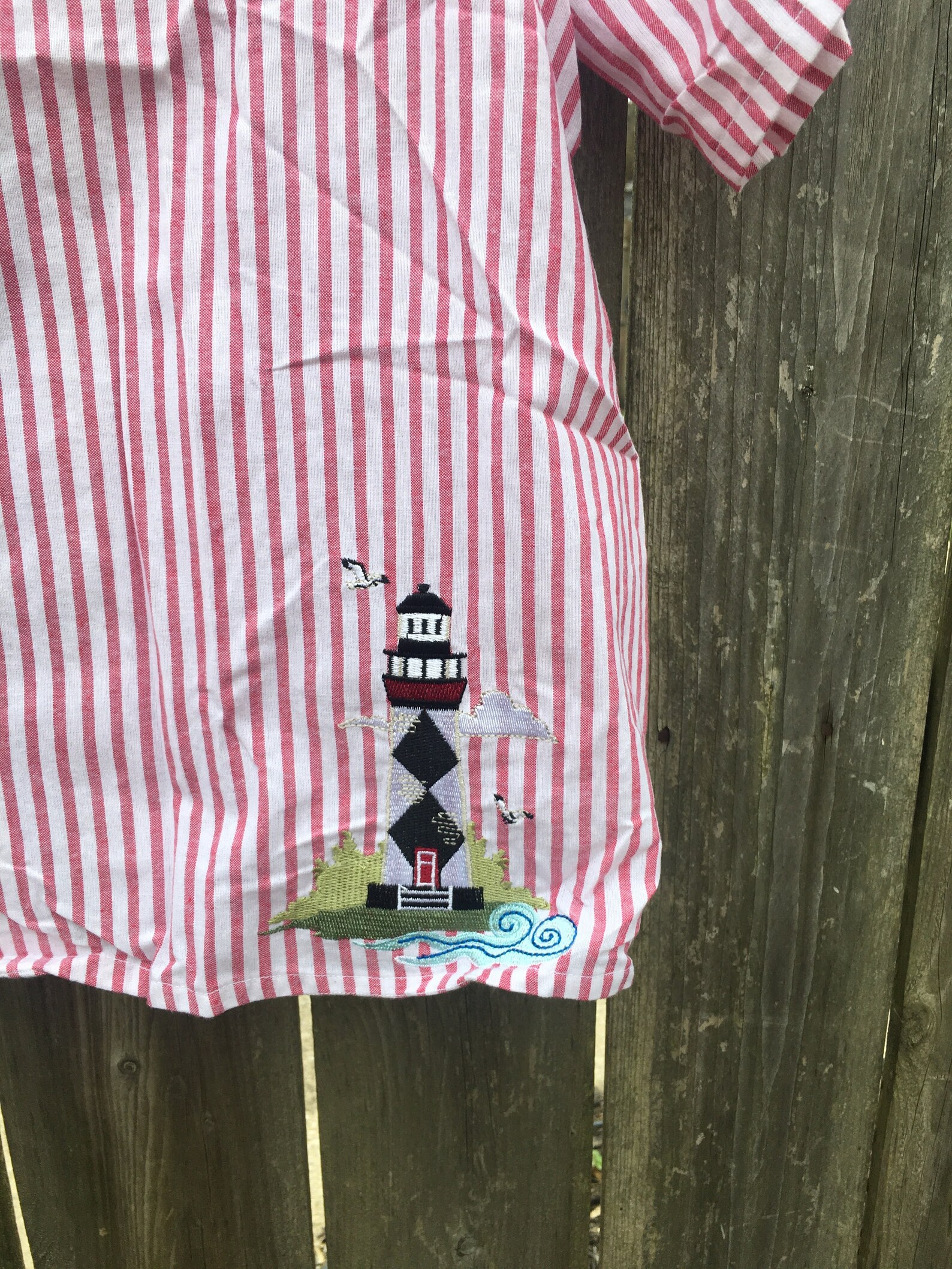 Vintage 2000's Blair Embroidered Lighthouses Red and White - Etsy