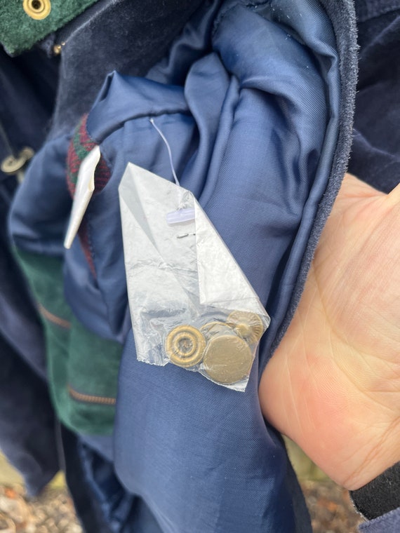 Vintage 90's Comint Dark Blue Suede Leather Long Slee… - Gem