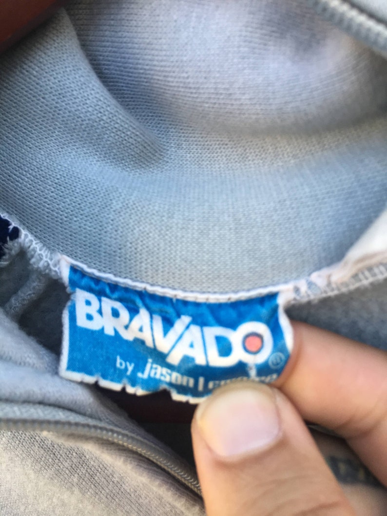 Vintage 80's Bravado by Jason Empire Long Sleeve Gray and Blue Zip up ...
