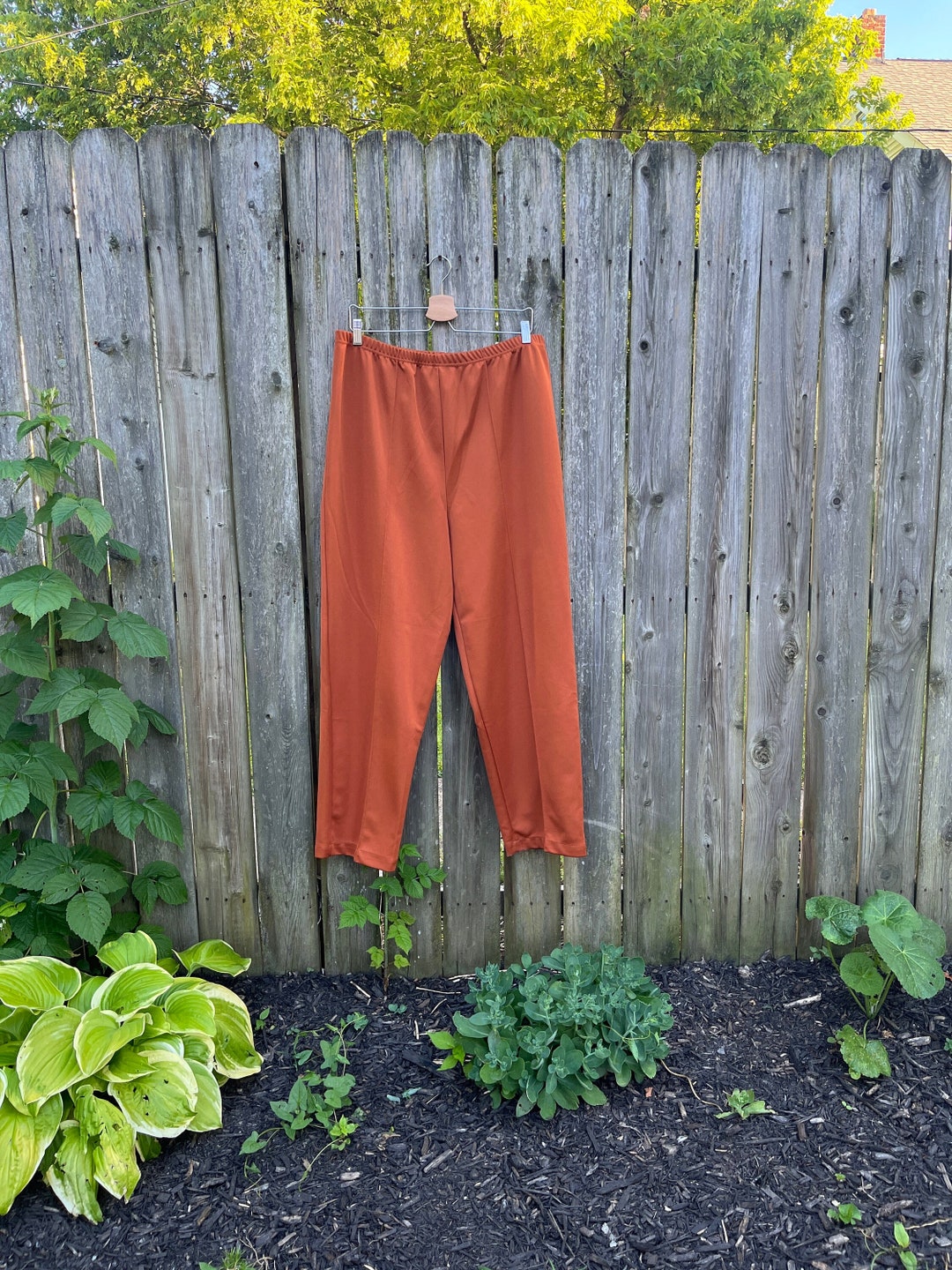 Vintage 90's Haband 100% Polyester Rust Colored Elastic Waist Pleated ...