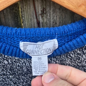 Vintage 80's Hot Connection Blue Gray and White Tri-blend Knit Sweater ...