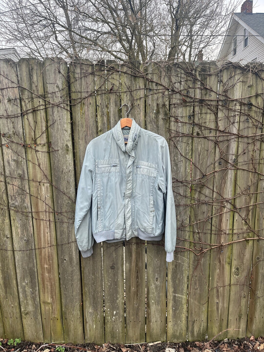 Vintage 80's Trader Bay Gray Zip and Snap up Long Sleeve Lightweight ...