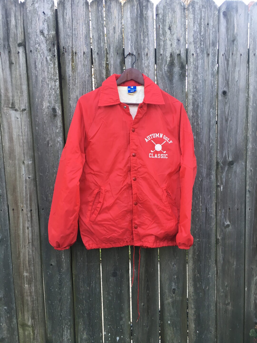 Vintage 80's Champion Autumn Golf Classic Button up Long Sleeve Nylon ...